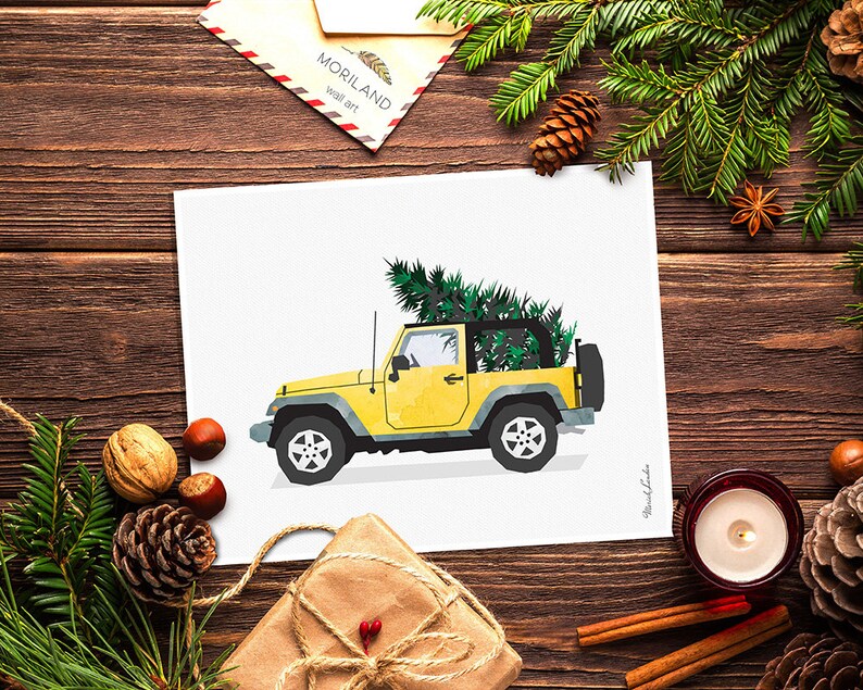 Christmas SUV Print Christmas Tree Wall Art Printable | Etsy