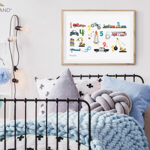 Numbers Print, Number Transportation Poster, Preschool Printable ...