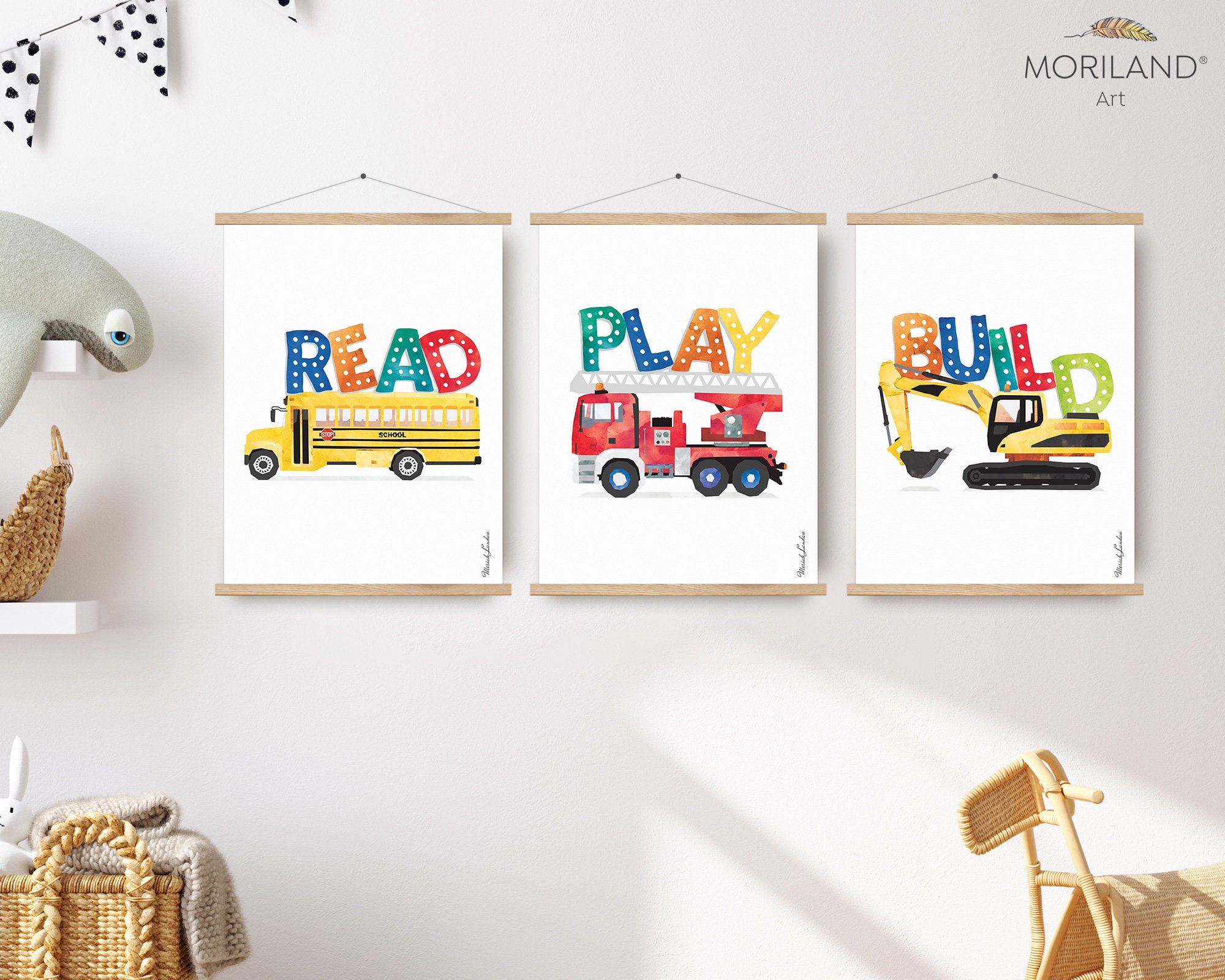 Play Read Build Art Prints Printable Set of 3 Playroom | Etsy