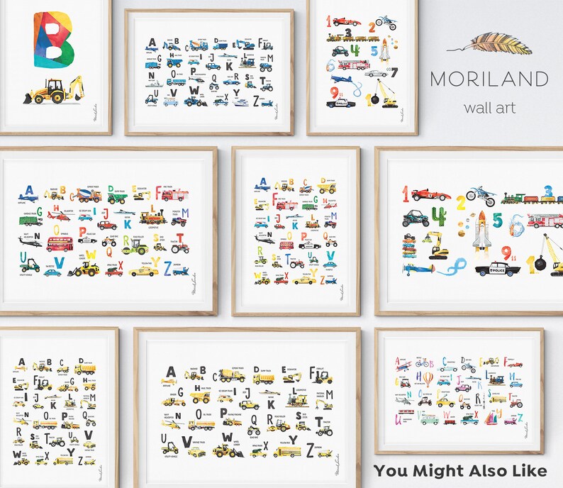 Alphabet Wall Art, Vertical Alphabet Print, ABC Letters, Kids ABC ...