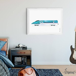 Bullet Train Print, Transportation Art Print, Train Illustration ...