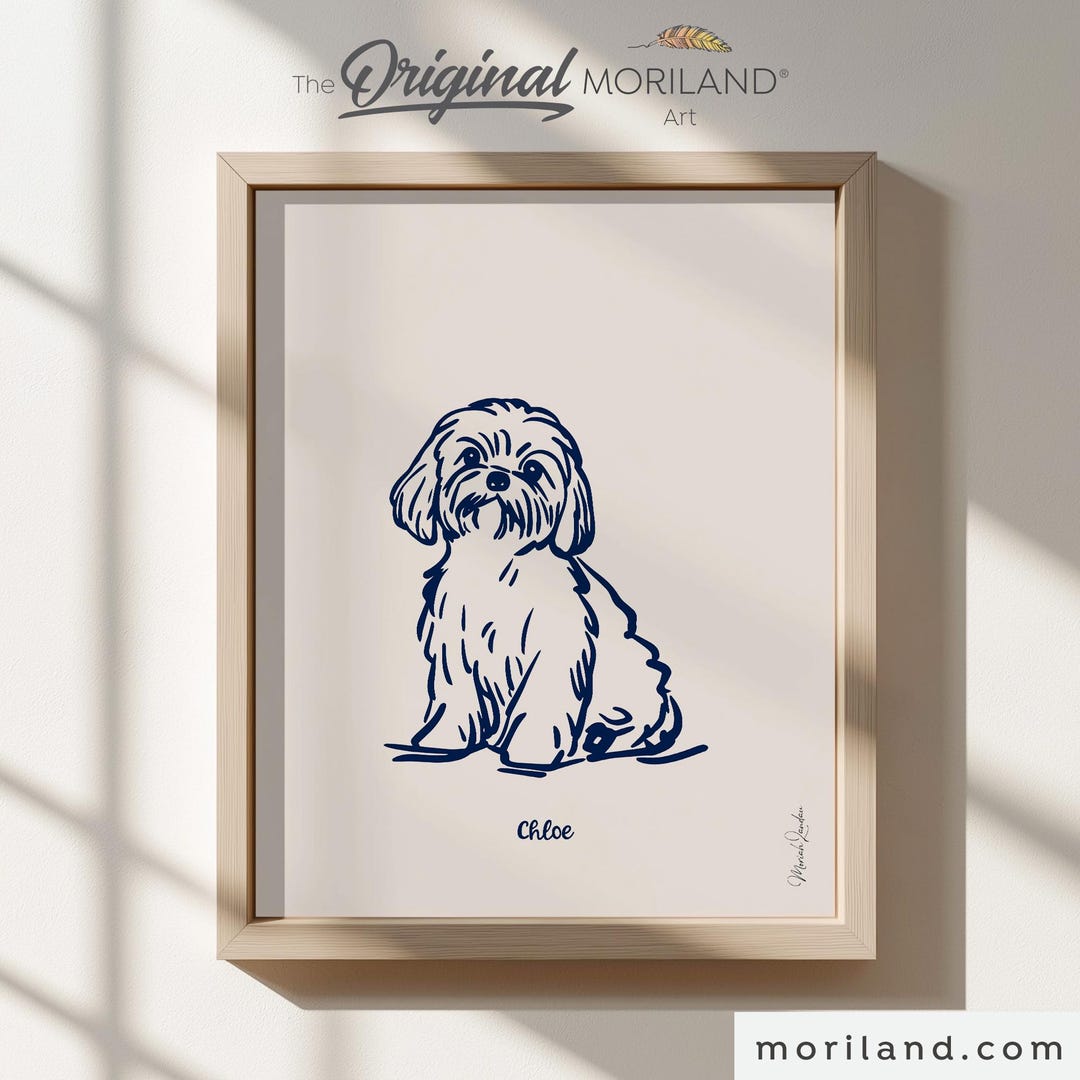 Custom Dog Name - Digital, Shih Tzu Dog Drawing, Printable Pet Portrait ...