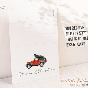 Printable Christmas Card of a Classic SUV With Christmas Tree by ...