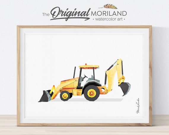Digger Print Backhoe Wall Art Construction Print Big Boy | Etsy