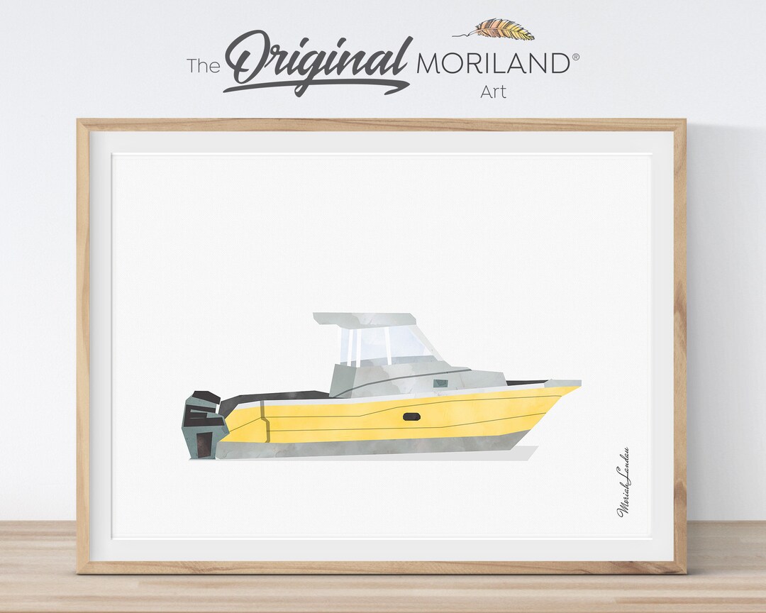 Yellow Jet Boat Print, Nursery Printable Wall Art, Nautical Décor ...
