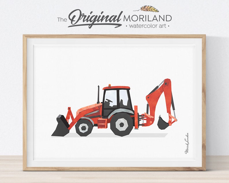 Backhoe Loader Digger Wall Art Construction Art Print - Etsy
