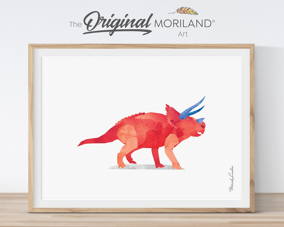Dinosaur Print, Red Triceratops Print, Dinosaur Printable, Toddler Boy ...