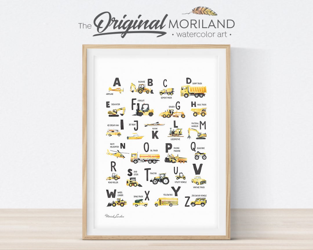 Alphabet Print, Transportation Alphabet Poster, Car Printable, Vertical ...