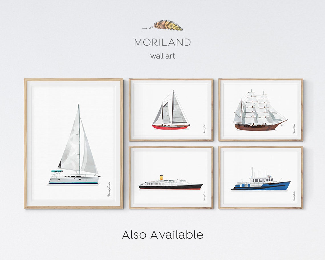 Sailing Yacht Print Nursery Wall Art Nautical Art Print - Etsy