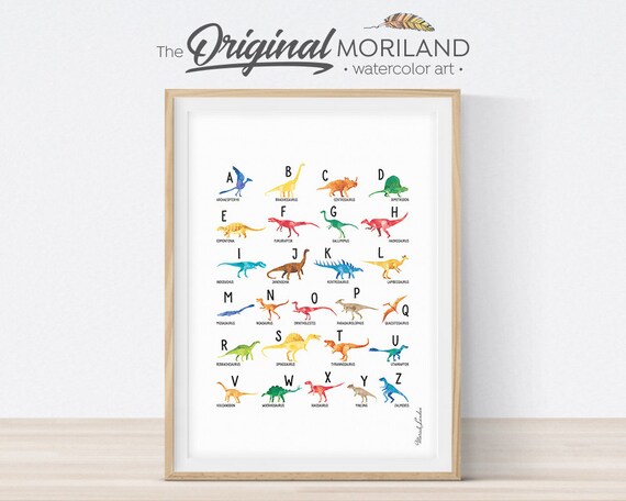 Alphabet Print Dinosaurs Alphabet Poster Multicolor Dino | Etsy