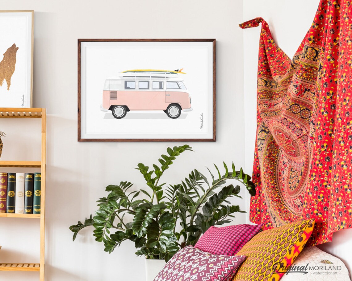 Pink Van Print Classic Car Art Printable Vintage Car Print - Etsy