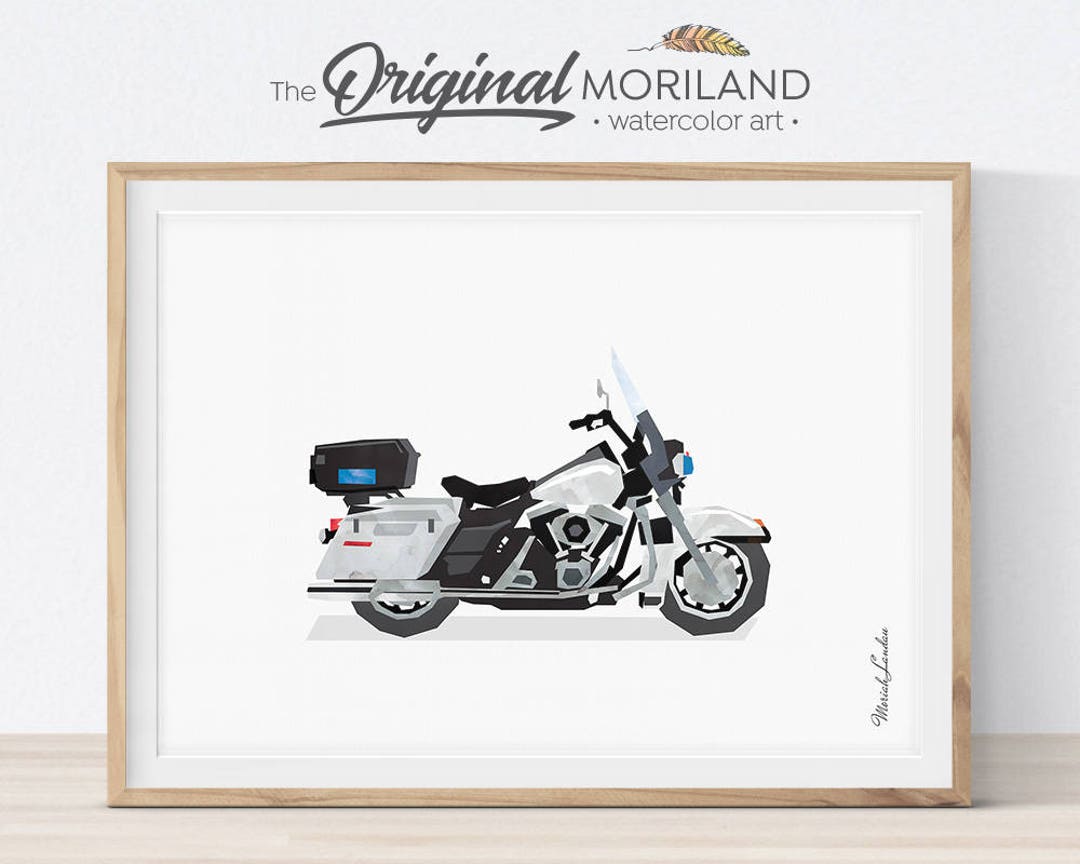 Police Motorcycle Print, Police Wall Art, Police Theme, Motorcycle Wall ...