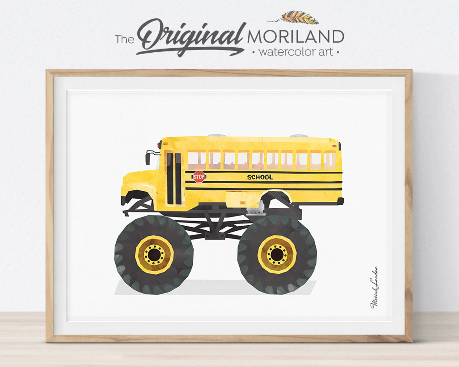 School Bus Monster Truck Print Transportation Art Monster - Etsy