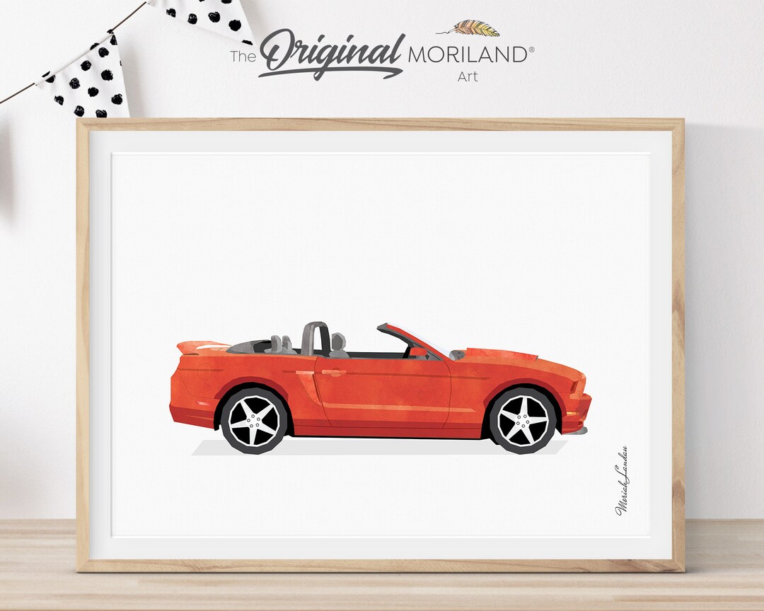 Red Classic Sports Car Print, Vehicle Print, Convertible Car Printable ...
