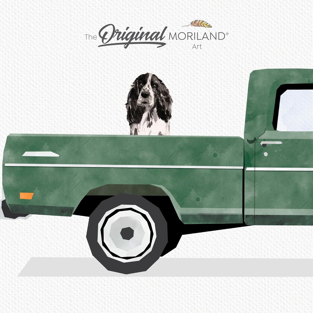 Green Truck English Springer Spaniel Print, Dog Memorial (digital File ...