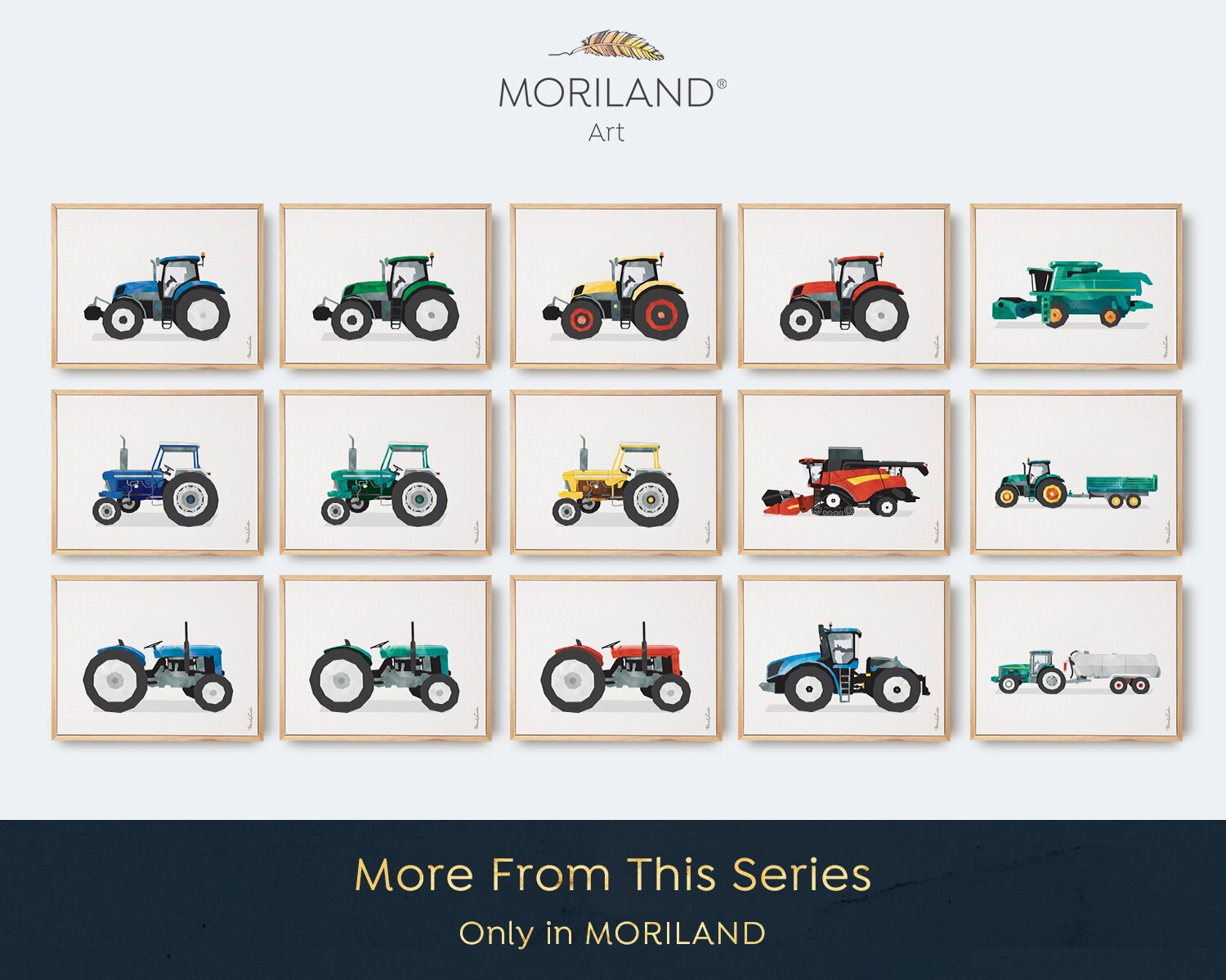 Tractor Wall Art Vertical Tractor Nursery Blue Old Tractor | Etsy