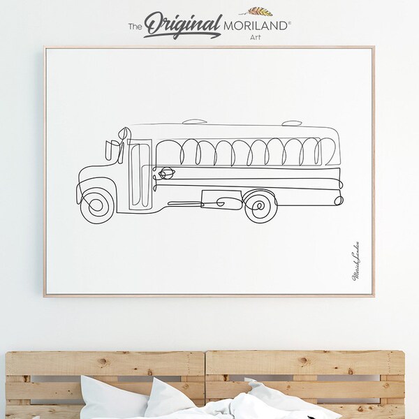 School Bus Line Art - Etsy