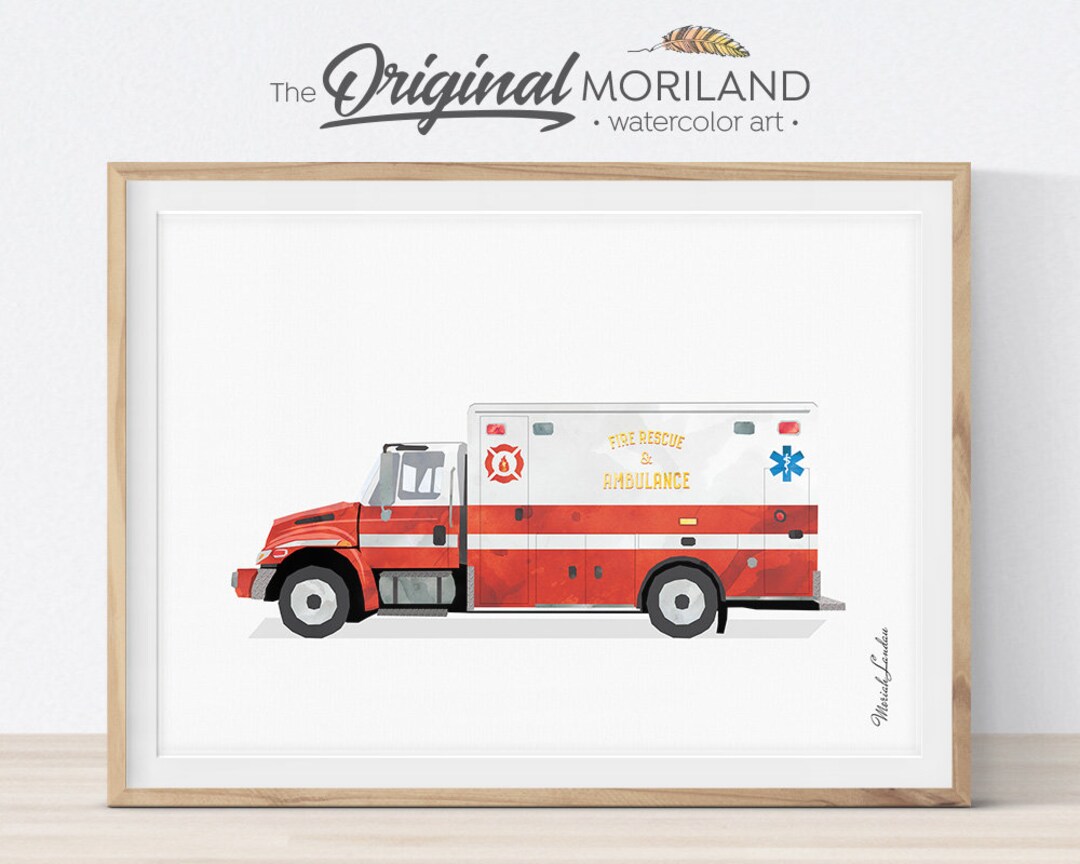 Medic Unit Print, Ambulance Print, Fire Truck Printable, Fire Engine ...