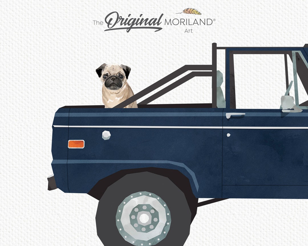 Pug in Pickup Truck Print, Classic Car Wall Art (digital Download) - Etsy