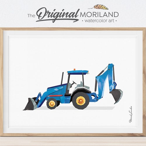 Backhoe Loader Digger Wall Art Construction Art Print - Etsy