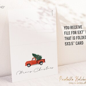 Printable Christmas Card of an Old Christmas Truck With Christmas Tree ...