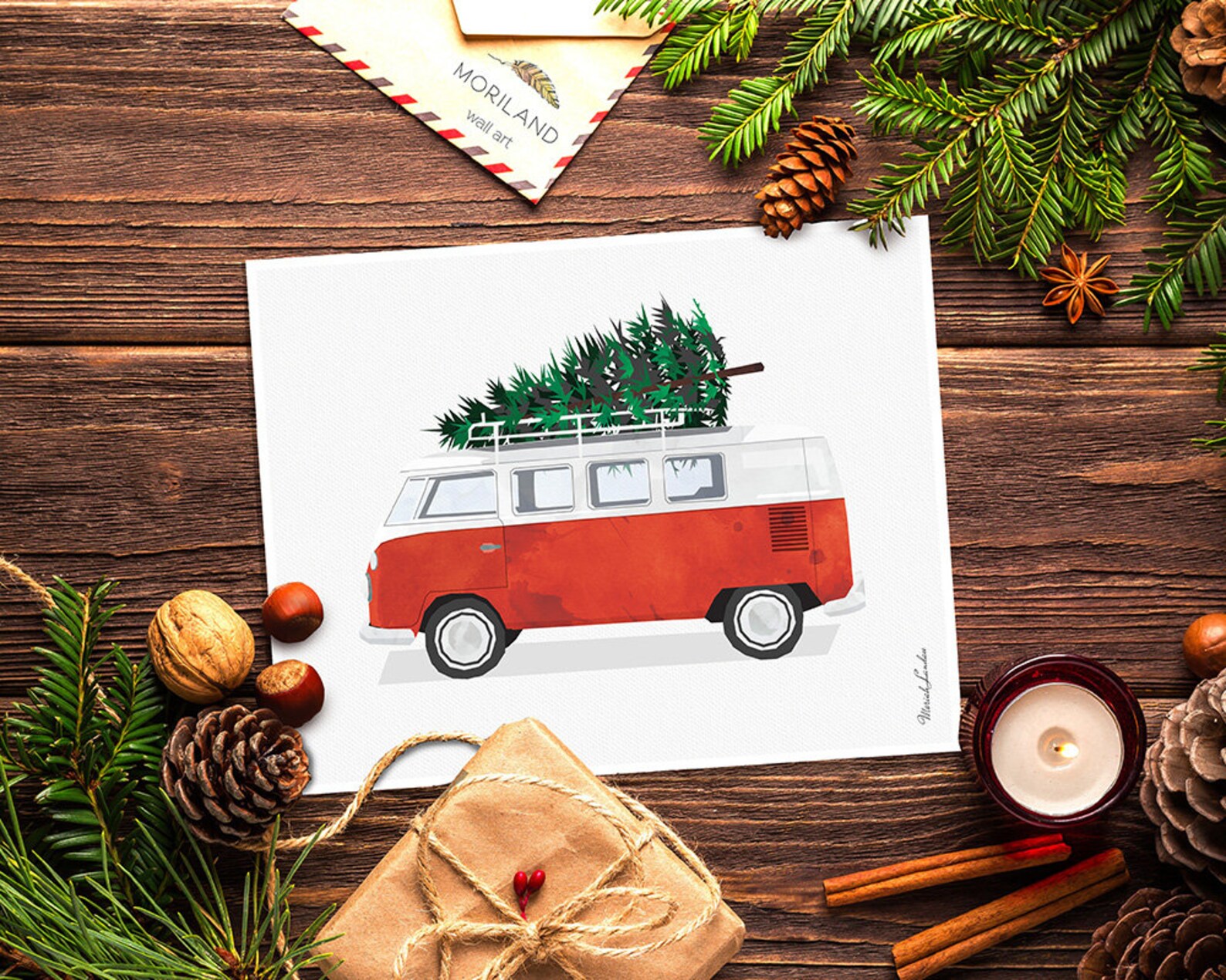Christmas Van Print Christmas Printable Wall Art Christmas - Etsy