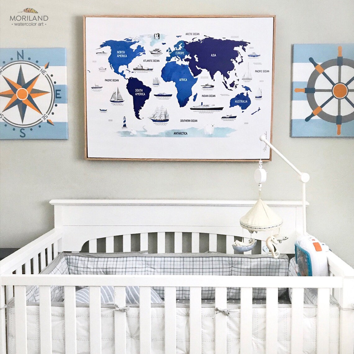 Navy Nautical World Map Print Educational Poster World Map - Etsy