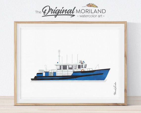 Police Boat Print Toddler Wall Art Police Watercraft Boat | Etsy