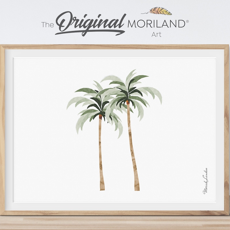 Palm Tree & Surfboard Printed Art - Etsy