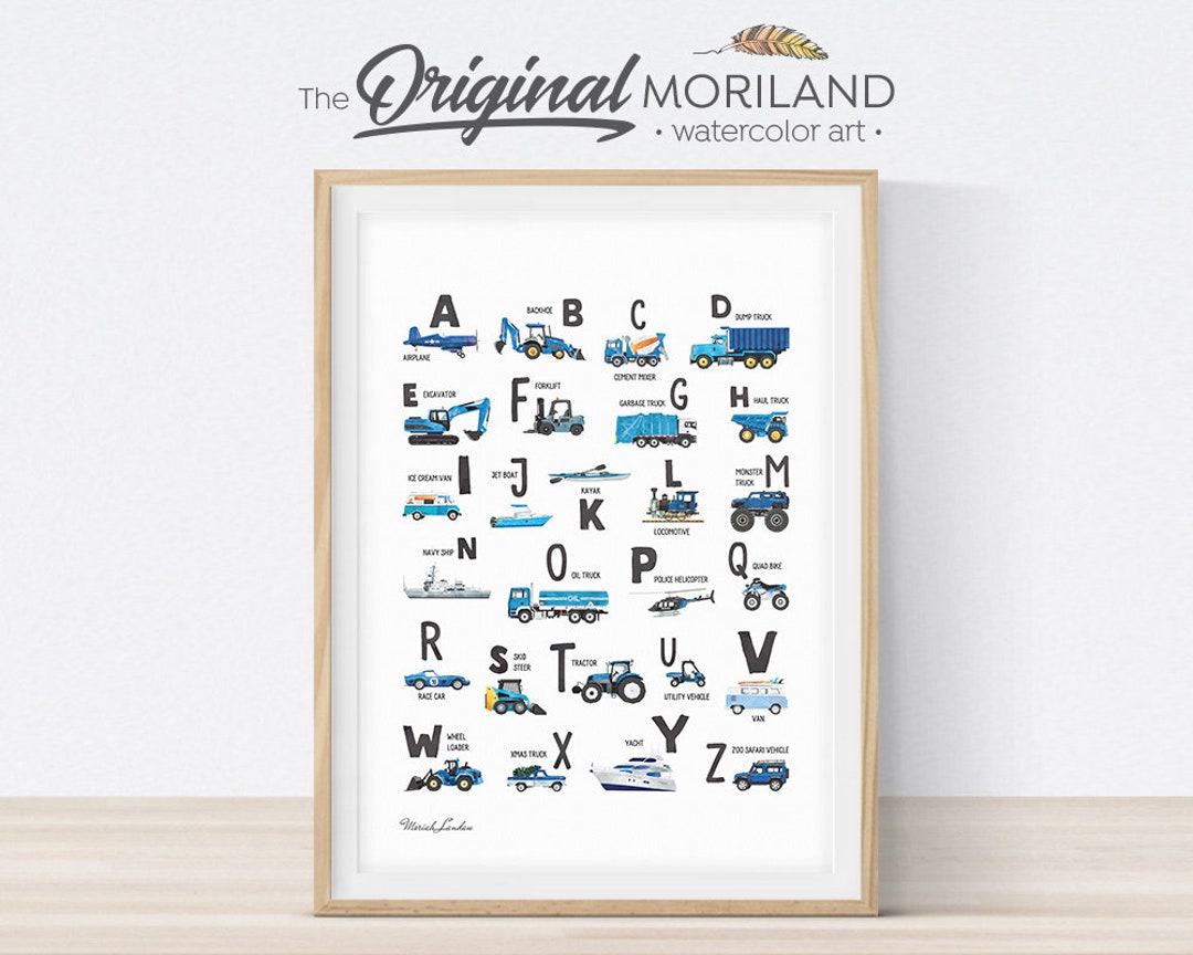 Alphabet Print, Printable Transportation Alphabet Poster, ABC Poster ...