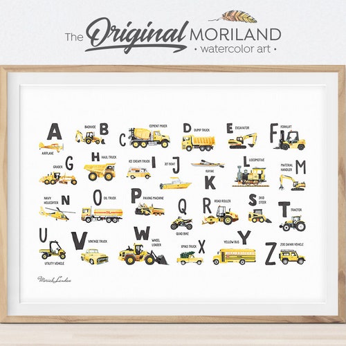 Transportation Alphabet Poster Vehicle Wall Art Construction - Etsy