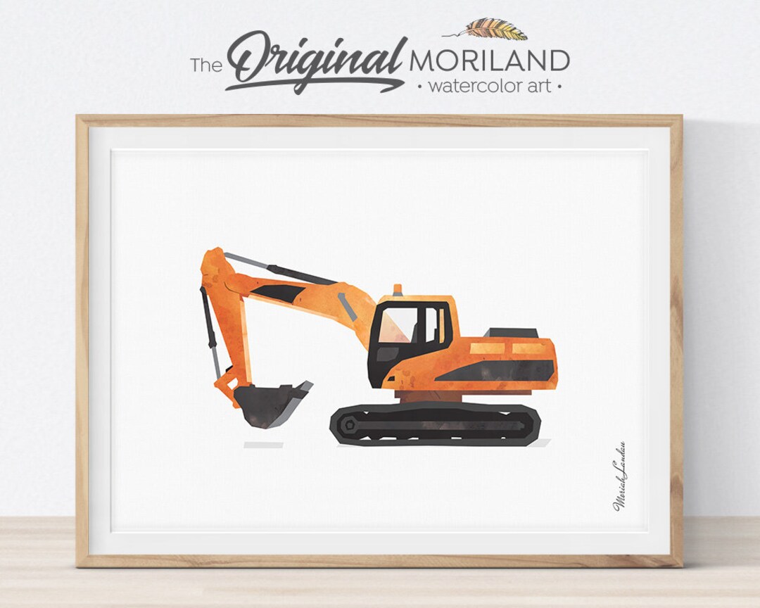 Excavator Print, Digger Art Print, Toddler Room Decor, Boy Nursery ...