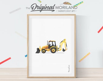 Backhoe Loader Digger Wall Art Construction Art Print | Etsy