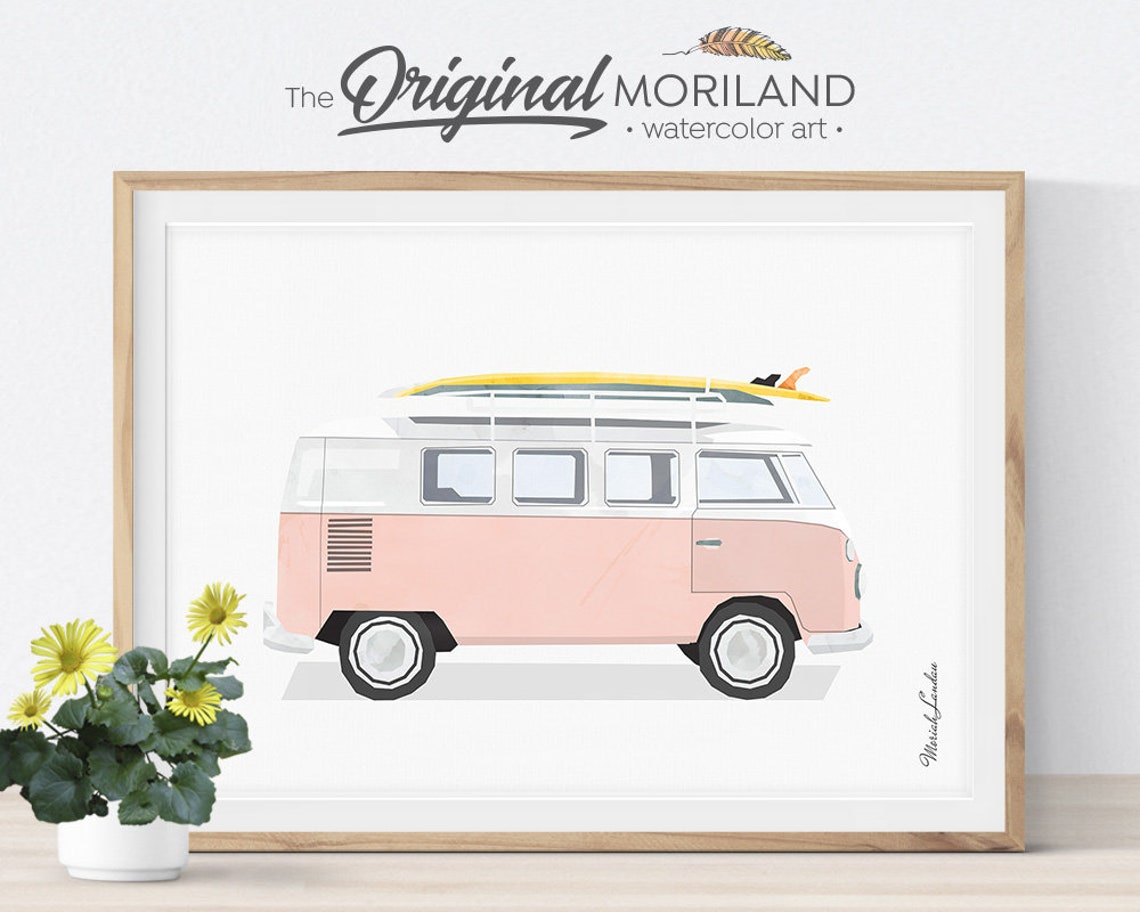 Pink Van Print Classic Car Art Printable Vintage Car Print - Etsy