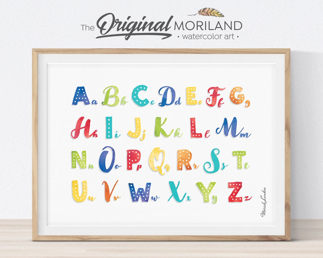 Watercolor Alphabet Print, Multicolored ABC Poster, Nursery Decor ...