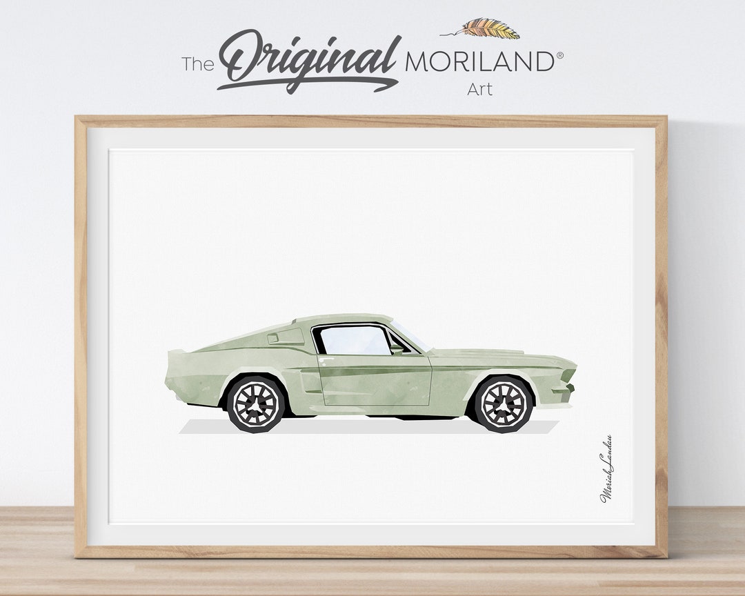 Sage Green Car Print, Classic Car Art, Printable Wall Art, Boy Room ...