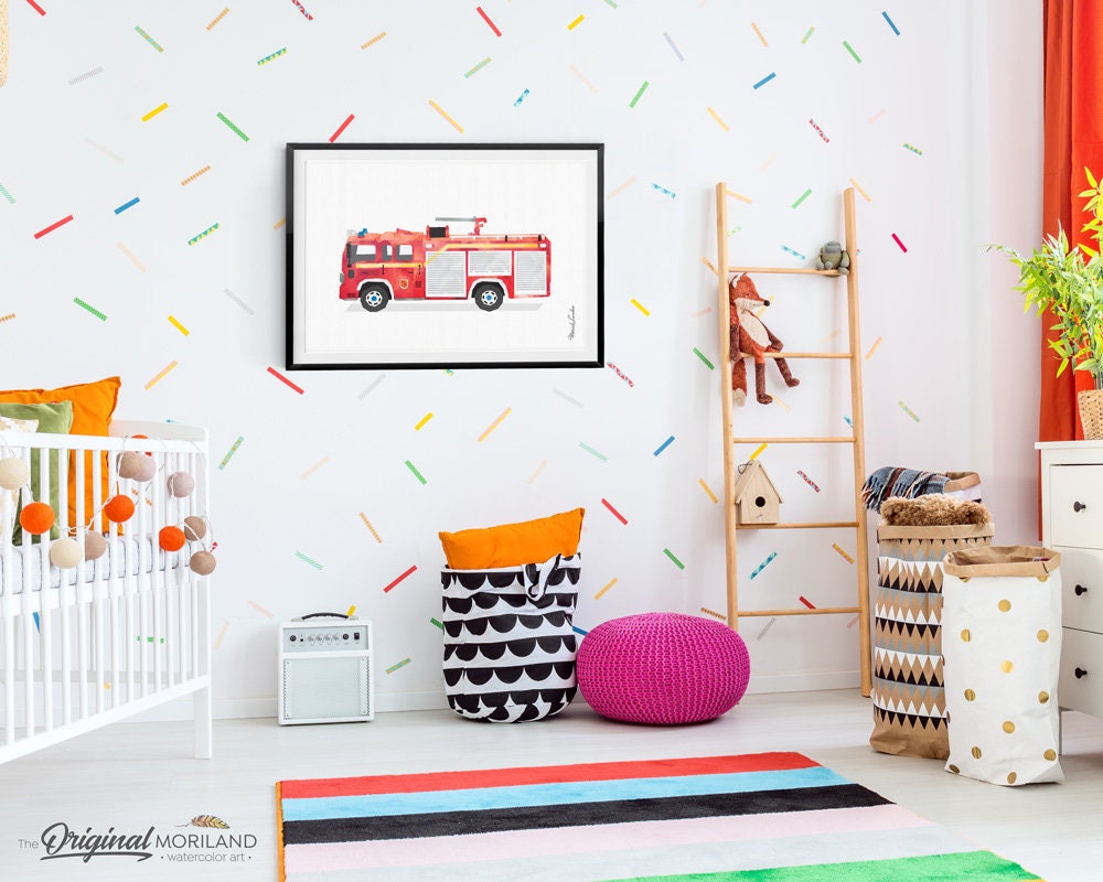 Firetruck Print Fire Truck Printable Fire Truck Decor | Etsy