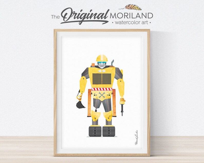 Robot Print Construction Transformer Print Robot Art | Etsy