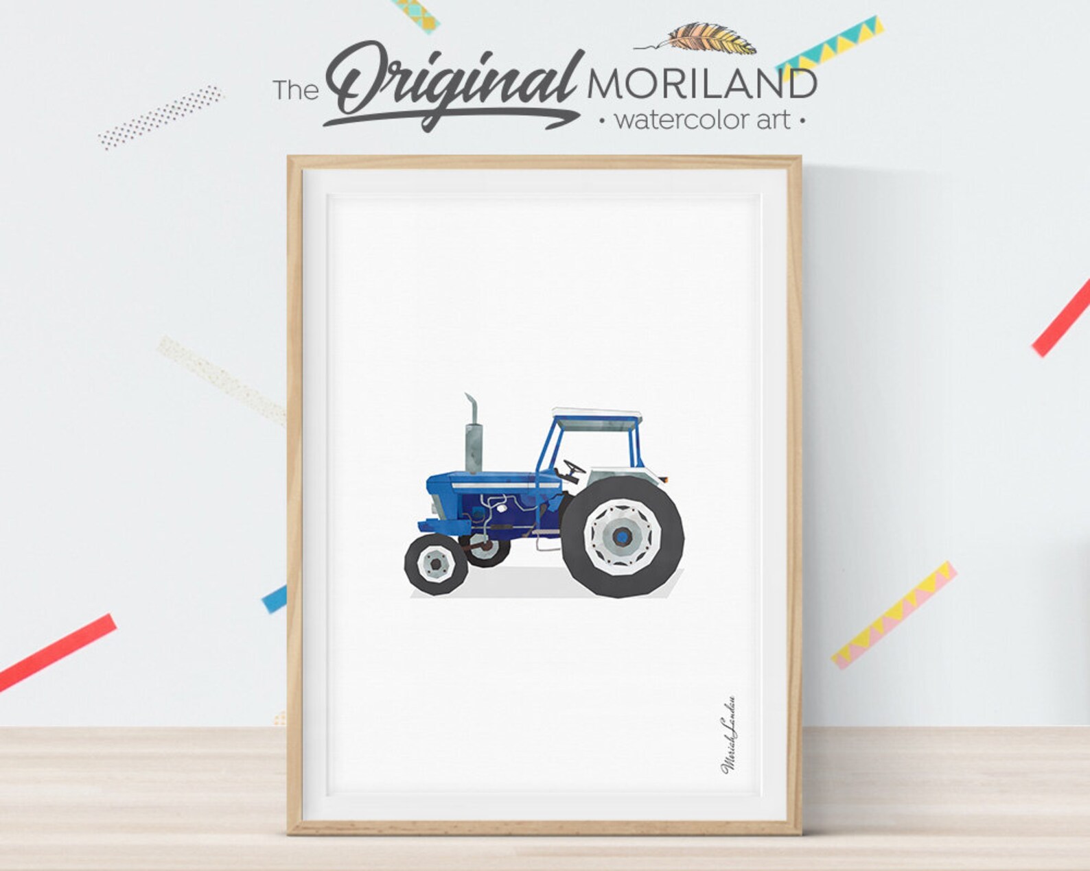Tractor Wall Art Vertical Tractor Nursery Blue Old Tractor - Etsy