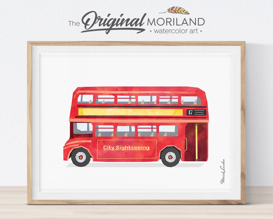 Red Double Decker Bus Print, Double Decker Bus, Red Bus Wall Art ...
