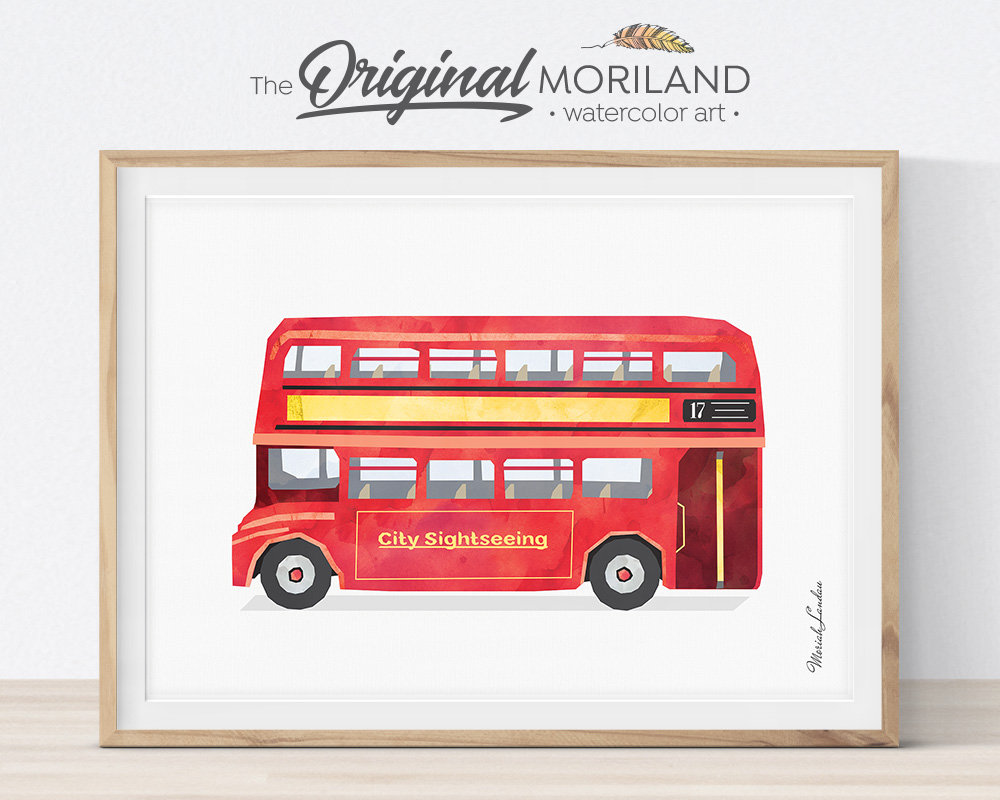 Red Double Decker Bus Print Double Decker Bus Red Bus Wall | Etsy