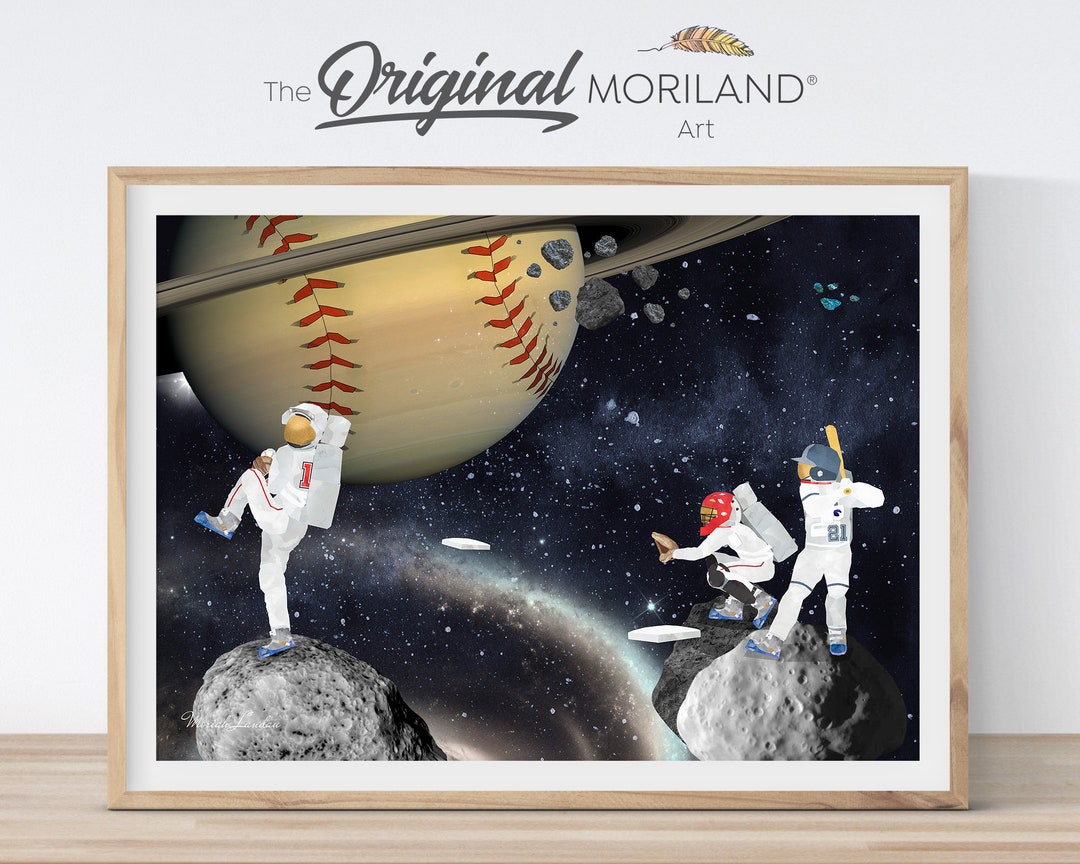Baseball in Space Print, Space Art, Astronaut Wall Art, Space Bedroom ...