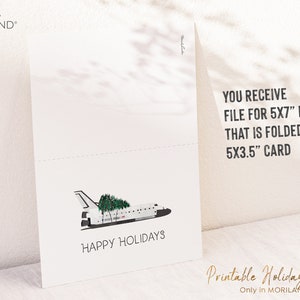 Printable Happy Holidays Card of Space Shuttle With Christmas Tree | by ...