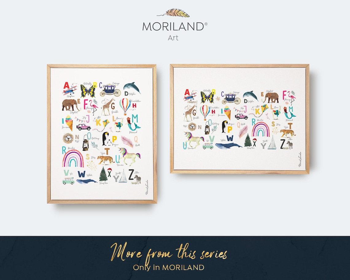 Alphabet Print Vertical Alphabet Educational Poster for - Etsy