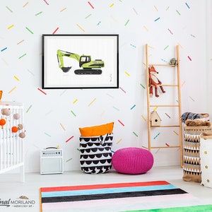 Excavator Wall Decor, Digger Print, Toddler Room Decor, Big Boy Room ...