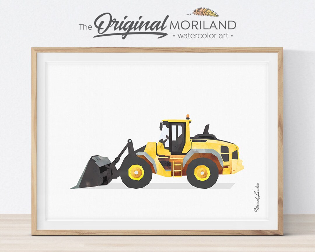 Wheel Loader Print, Construction Decor, Transportation Wall Art , Boy ...