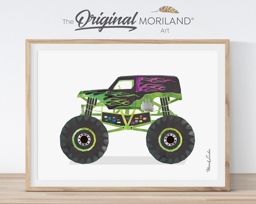 Watercolor Monster Truck Print, Boys Nursery Decor (digital Download ...