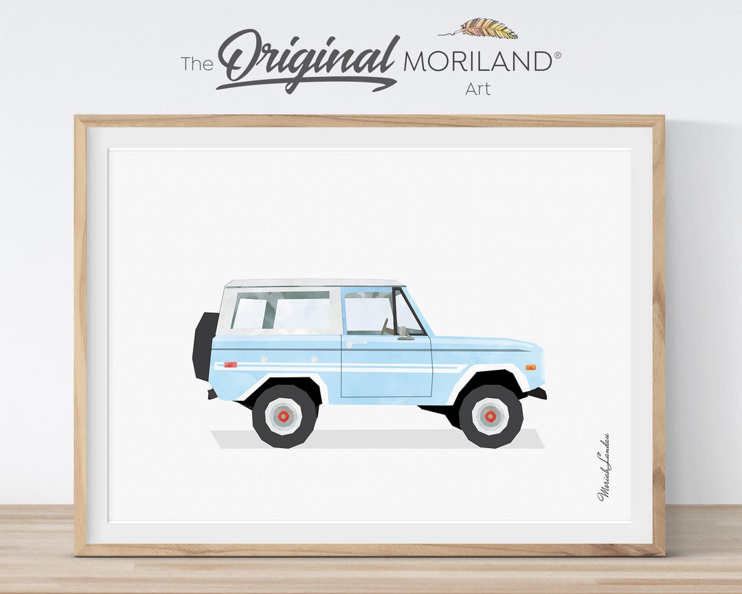 SUV Print, Printable Baby Blue SUV Wall Art, Transportation Prints ...