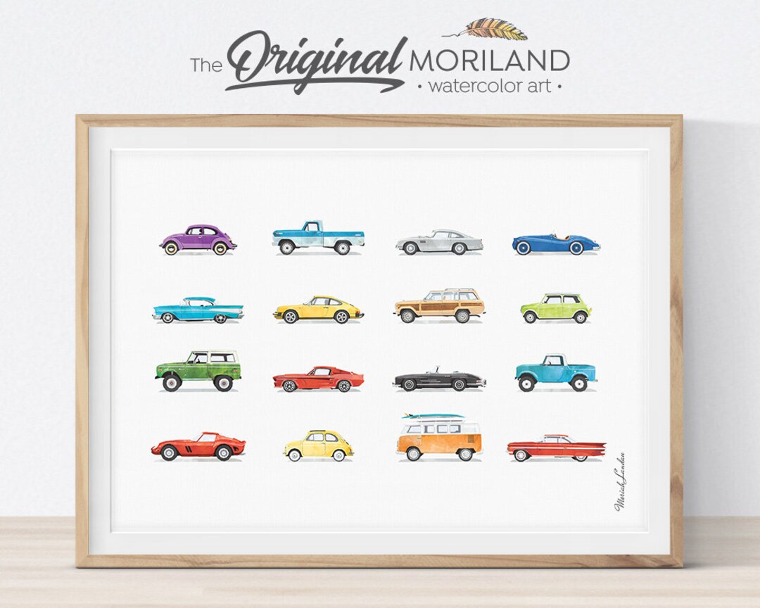 Cars Print, Transportation Wall Art, Classic Cars Printable, Toddler ...