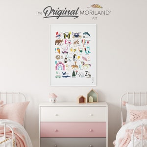 Alphabet Print, Vertical Alphabet Educational Poster for Girls, ABC ...